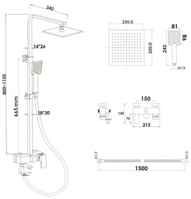 Sprchová souprava KABE s výtokem do vany - chromová - hlavice 25x25 cm