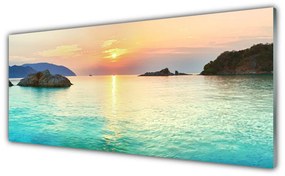 Plexisklo-obraz Slunce Skály Moře Krajina 125x50 cm