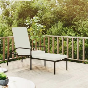 Zahradní lehátko s podnožkou PE ratan černé 317629