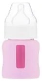 EcoViking - Švédsko Kojenecká lahev skleněná 120 ml široká silikonový obal růžová