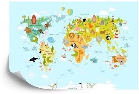 Fototapeta Mapa Zvířat Světa Omyvatelný vlies 104x70.5