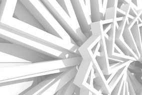 DIMEX | Samolepicí vliesová fototapeta na zeď Abstraktní bílá geometrie MA-5-2597 | 375 x 250 cm | bílá