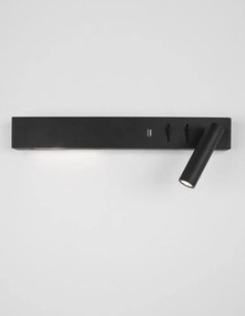 Matně černé kovové LED nástěnné svítidlo s ohybatelnou konstrukcí/s USB portem Vida – Nova Luce