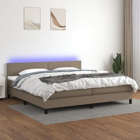 Box spring postel s matrací a LED taupe 200x200 cm textil