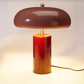 Kovová stolní lampa s kulatým stínidlem, 26 x 21 x 39 cm - vínová