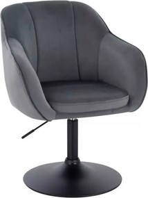 LuxuryForm DESIGN Otočná židle AVOLA VELUR na černém talíři - tmavě šedá