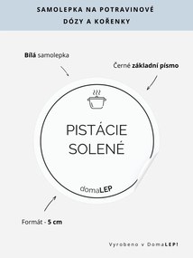 PISTÁCIE SOLENÉ – bílá samolepka na dózu, základní písmo, 5 cm | DomaLEP