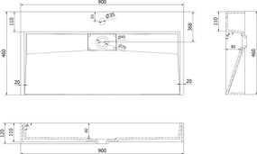 Mexen Ava, umyvadlo na desku z konglomerátu 90 x 46 cm, bílá, 23019001