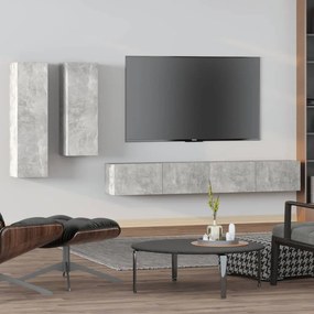 4dílný set TV skříněk betonově šedý kompozitní dřevo 3114633