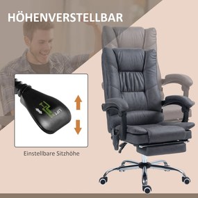 Masážní kancelářská židle Vinsetto s funkcí vyhřívání, náklon 135°, výškově nastavitelná, do 120 kg, ergonomická, černá | Aosom.de