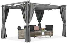 Antracitová terasová pergola se závěsy La Palma 3x4 Garden Point