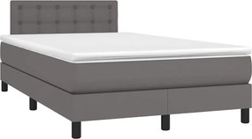 Box spring postel s matrací a LED šedá 120x200 cm umělá kůže 3134217