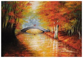 Gario Ručně malovaný obraz Po podzimním mostě Rozměry: 120 x 80 cm