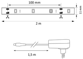 LED RGB Stmívatelný pásek MAGIC 2 m LED/12W/230V + DO