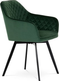 Autronic Jídelní židle, potah smaragdově zelená sametová látka, kovové nohy, černý matný lak DCH-425 GRN4
