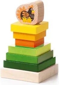 CUBIKA 15276 Barevná pyramida se slepičkou - dřevěná skládačka / 8 díl