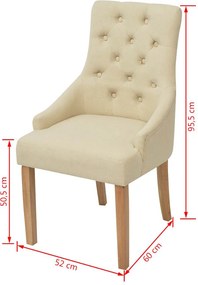 Jídelní židle 2 ks krémové textil 243637