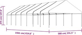 Altán se střechou bílý 15,61 x 5,88 x 3,75 m polyethylen 3155523
