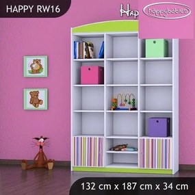 Dětský úložný regál PROUŽKY - TYP 16 - VYSOKÝ