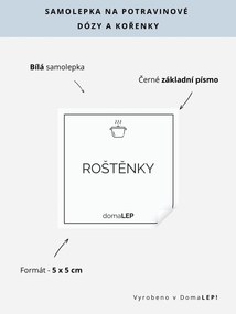 Samolepka na kořenky ROŠTĚNKY bílá 5 × 5 cm základní písmo
