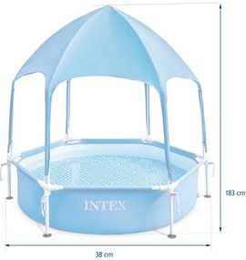Dětský bazén s rámem a zastřešením 183 x 38 cm INTEX 28209 pro zahradu