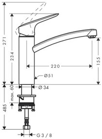 Hansgrohe Logis Baterie dřezová stojánková otočná 71832000