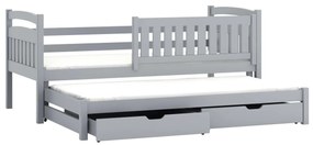 Dřevěná postel GALAXY  s úložným prostorem a výsuvným lůžkem  90x200cm - ŠEDÁ