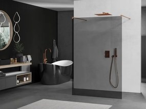 Mexen Kioto, sprchová zástěna Walk-In 110 x 200 cm, 8mm šedé sklo, měděný matný profil, 800-110-002-65-40