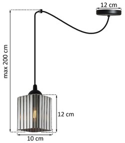 Závěsné svítidlo Riffle Square Spider, 1x grafitové skleněné stínítko, b