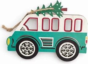 Dřevěná vánoční ozdoba autobus 12 × 9,5 cm, k zavěšení