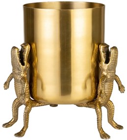 OnaDnes -20% Zlatá kovová váza Bold Monkey Surrounded By Crocodiles 31,5 cm