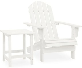 Zahradní židle Adirondack se stolkem masivní jedlové dřevo bílá 315919