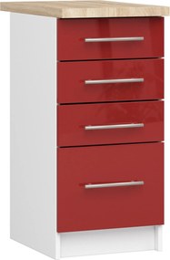 Kuchyňská skříňka Olivia S40 SZ4 bílá/červený lesk