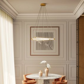 HOMCOM Stropní svítidlo LED, 50 W, 5 nastavitelných světelných trubic, přizpůsobitelné, stropní svítidlo do obývacího pokoje, jídelny, kuchyně, zlatá…