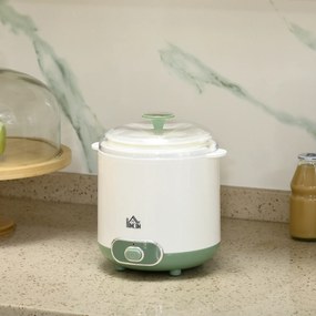 HOMCOM Přístroj na jogurt, 1,5 l jogurtovač s cedníkem, víkem, 20 W jogurtovač pro řecký jogurt, pro 3–5 osob, 19,5x17,5x21,4 cm, bílá