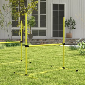 PawHut agility překážková sada 4 x překážky slalomové tyče sada pro výcvik psů z plastu žlutá 99x65x94cm pro aktivní výcvik psů | Aosom.de
