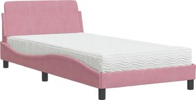 Postel s matrací Dover růžová 100 x 200 cm samet 3208356