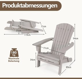 Costway Židle Adirondack skládací Židle Adirondack vyrobená ze dřeva zahradní