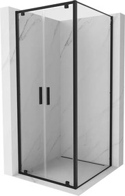 Mexen Exo, výklopná sprchová kabina, dveře 110 cm + boční stěna 110 cm, transparentní sklo, černá, 8182-110-110-70-00