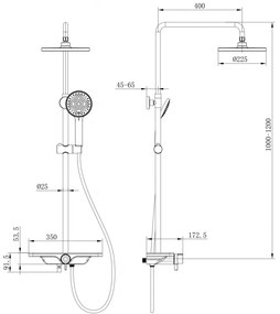 Mexen Frost, sprchová sada s ruční a dešťovou hlavicí, černá, 78111-70