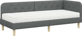 Rohový rám postele Tmavě šedá 80 x 200 cm textil 3394102