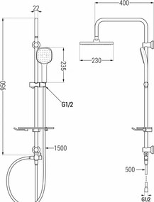 Mexen sprchový set T33 s horní hlavicí čtvercovou, černá, 798333393-70