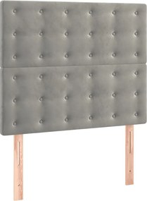 Box spring postel s matrací a LED světle šedá 90x190 cm samet 3136335