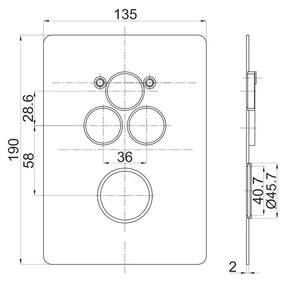 Mereo sprchová sada s termostatickou podomítkovou tlačítkovou baterií 3cestná hranatý kryt mosaz chrom CB60157TC1N