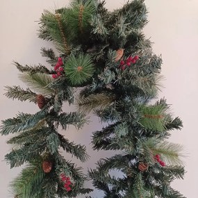 3D umělá vánoční girlanda jehličí, šišky a bobule, 200 × 30 cm