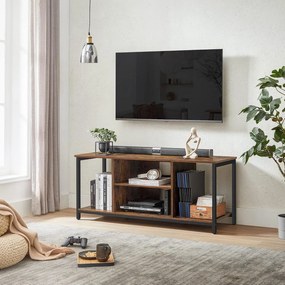 TV stojan pro 60 palcový TV, rustikální hnědá a černá barva