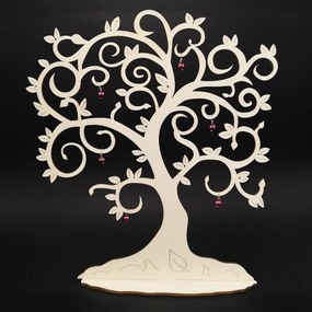 AMADEA Dřevěný 3D strom s ozdobami, výška 40 cm