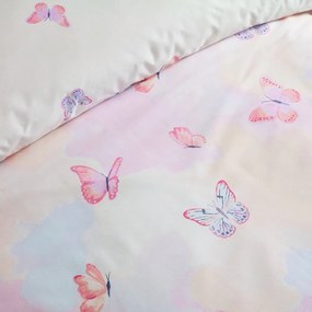 Růžové dětské povlečení na jednolůžko 135x200 cm Ombre Butterflies – Catherine Lansfield