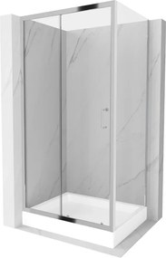 Mexen APIA, sprchový kout s posuvnými dveřmi 120 (dveře) x 90 (stěna) cm, 5mm čiré sklo, chromový profil + bílá sprchová vanička RIO, 840-120-090-01-00-4510