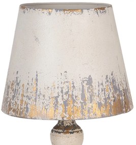Béžovo-zlatá kovová stolní lampa s dřevěnou nohou Pascal – 32x47 cm